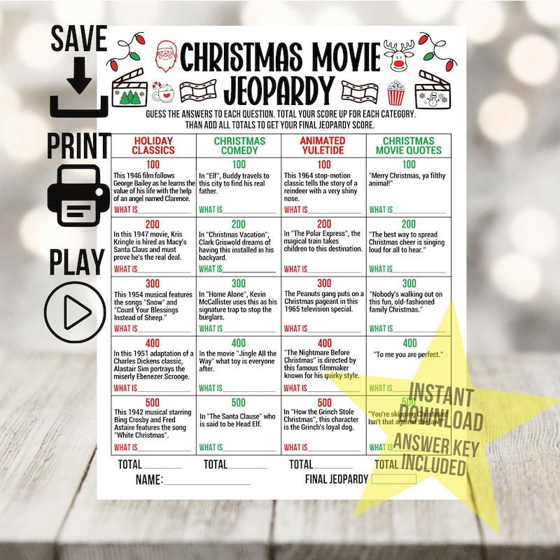 Christmas Movie Jeopardy - Etsy