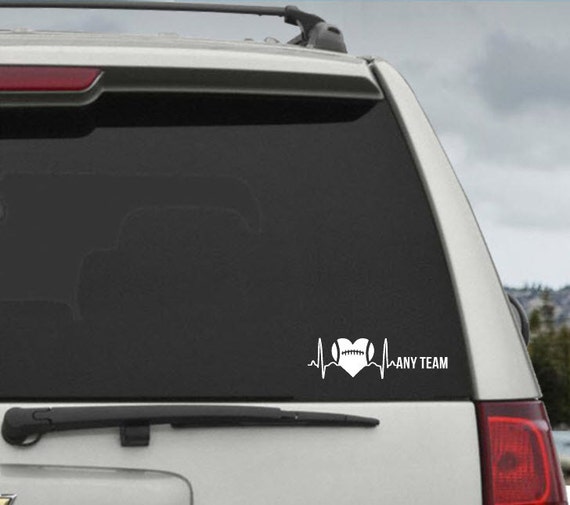 Custom Team EKG Heartbeat Football Heart Decal With Number | Etsy