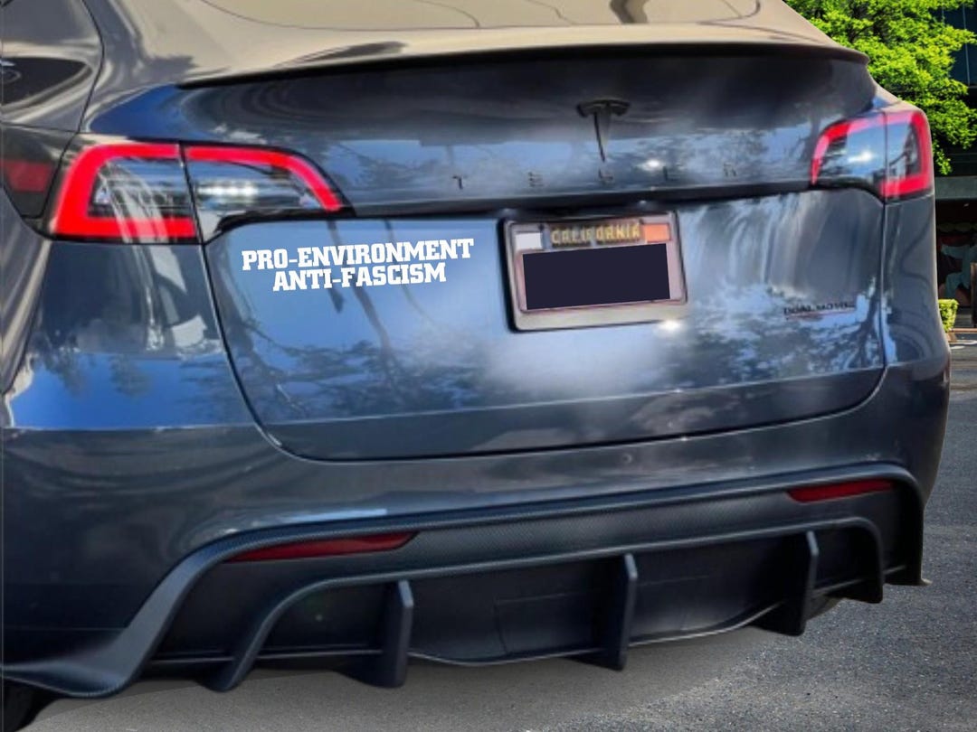 Pro-environment Anti-fascism Car Decal / Anti Elon Tesla Club Decal ...