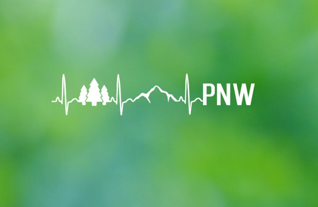 Pacific Northwest PNW Nature Icons EKG Vinyl Decal - Car Decal - Car ...
