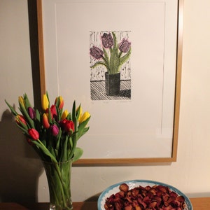 Tulips, Limited Edition, Lino and Screen Print. 2014. - Etsy