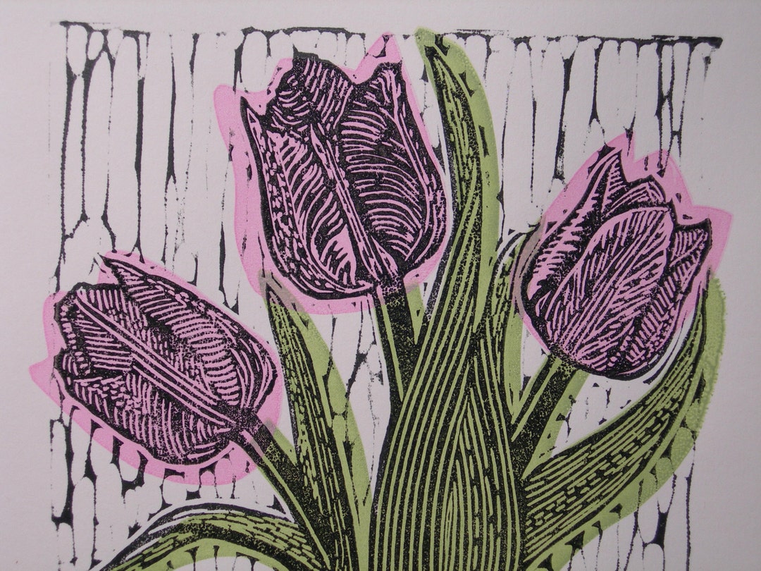 Tulips, Limited Edition, Lino and Screen Print. 2014. - Etsy