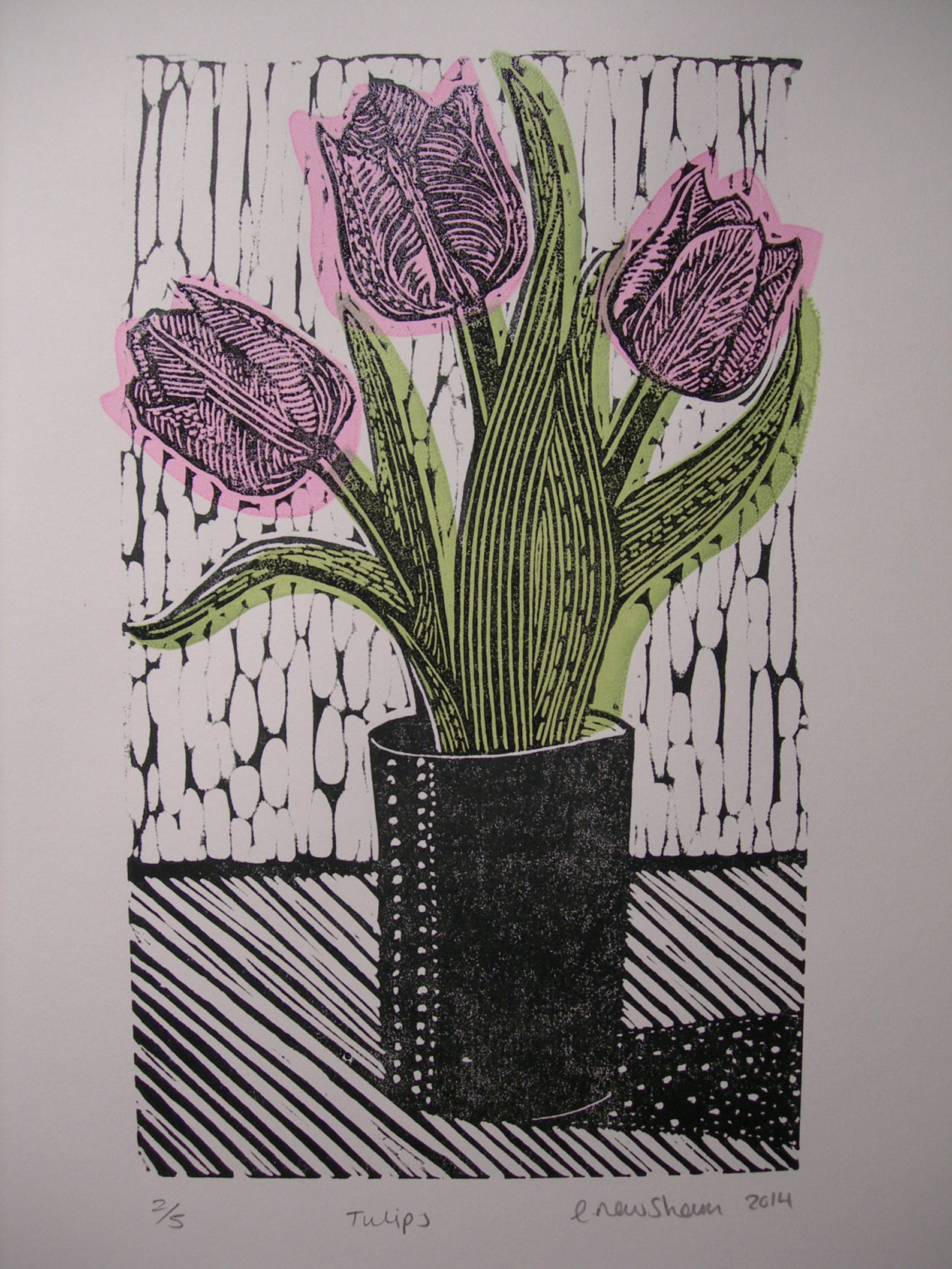 Tulips, Limited Edition, Lino and Screen Print. 2014. - Etsy
