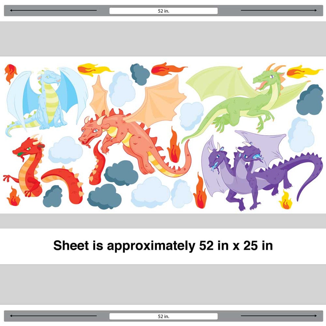 Flight of Dragons Wall Decal Kit Dragon & Clouds Wall Decal | Etsy