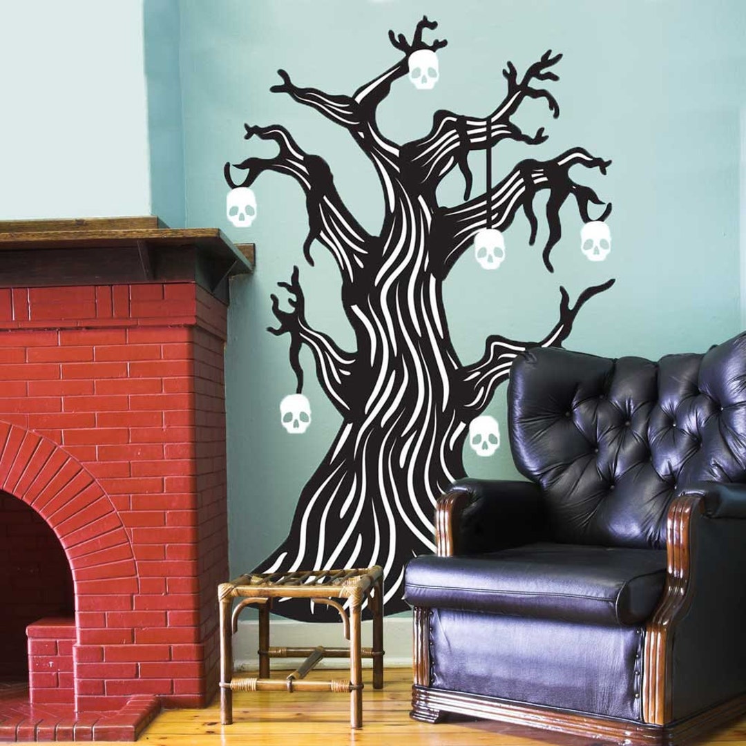 Twisted Bone Tree Wall Decal Kit - Halloween Black and White Tree With ...
