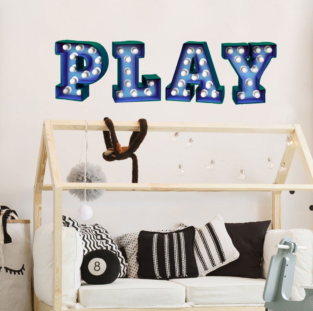 Play Marquee Wall Decal - Marquee Sign Wall Decal by Chromantics - Etsy