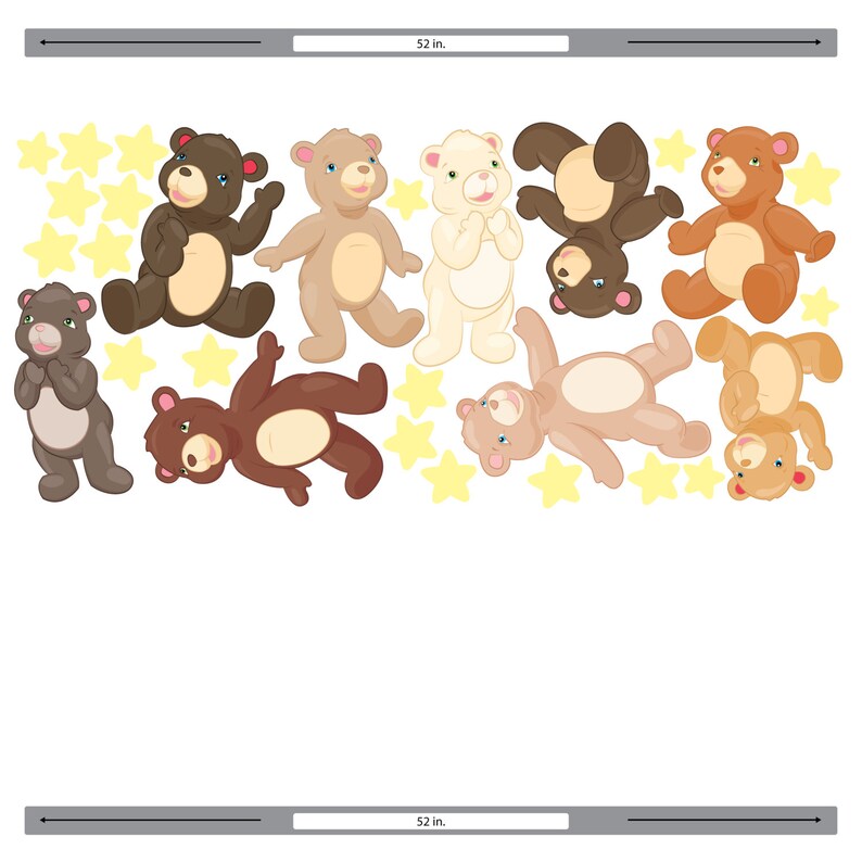 Teddy Bear Wall Decal Kit Nursery Animal Wall Decal by | Etsy