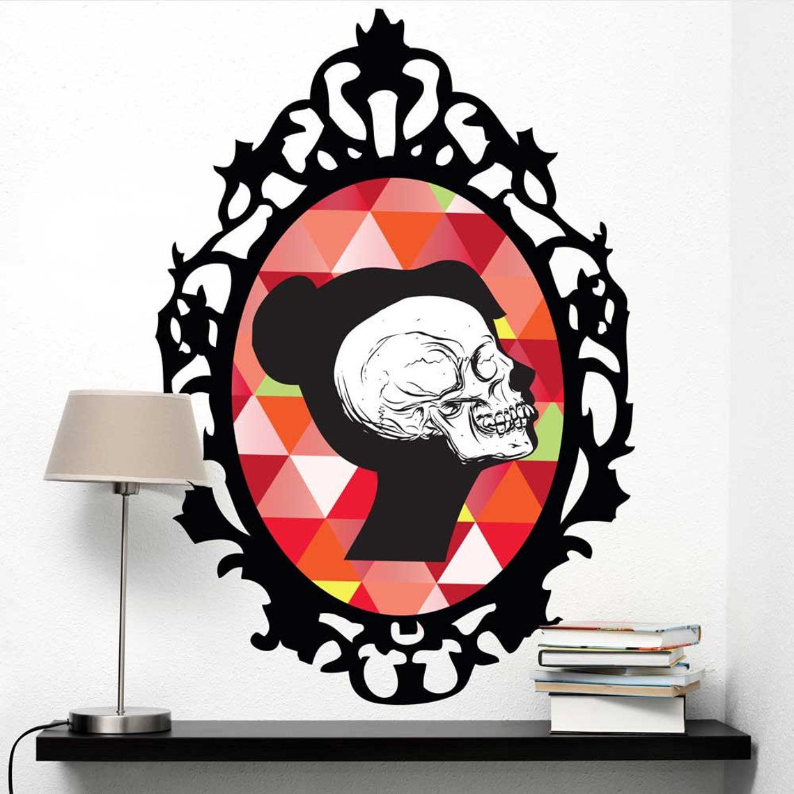 Colorful Skull Cameo Wall Decal Halloween Geometric Skull - Etsy