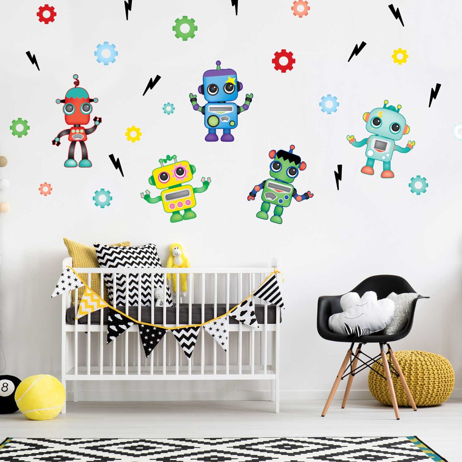 Rockin Robots Wall Decal Set Robot Wall Decal by Chromantics | Etsy