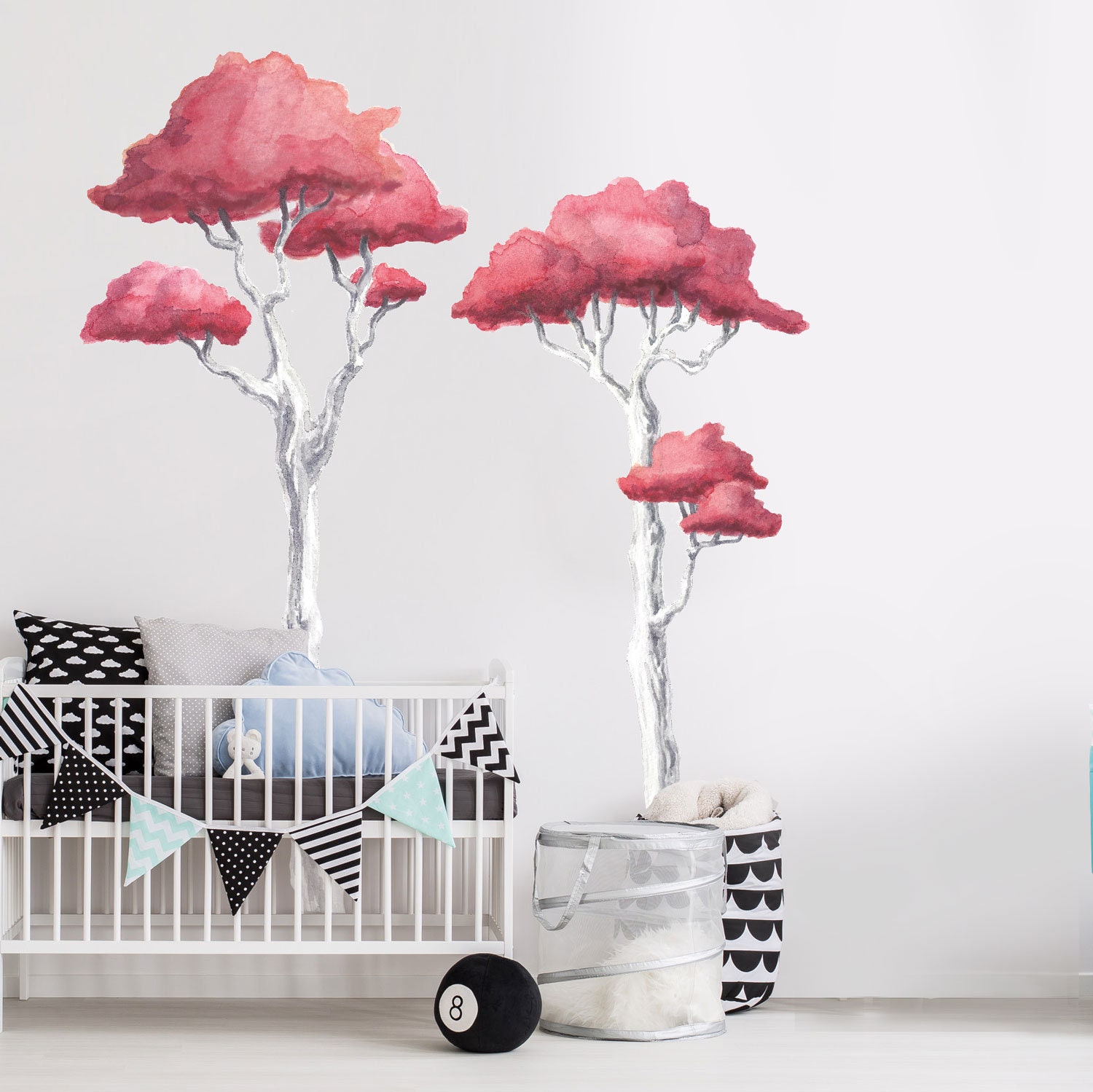 Towering Acacia Trees Watercolor Wall Decal Mural Kit Forest | Etsy