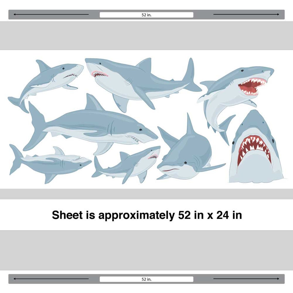 Shark Wall Decal Kit Realistic Shark Wall Decal by | Etsy