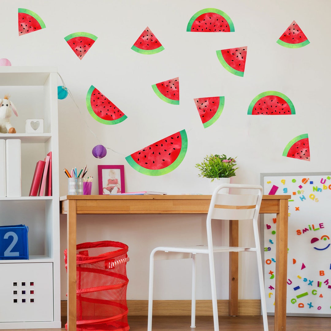 Watercolor Watermelon Wall Decal - Watermelon Wall Mural by Chromantics ...