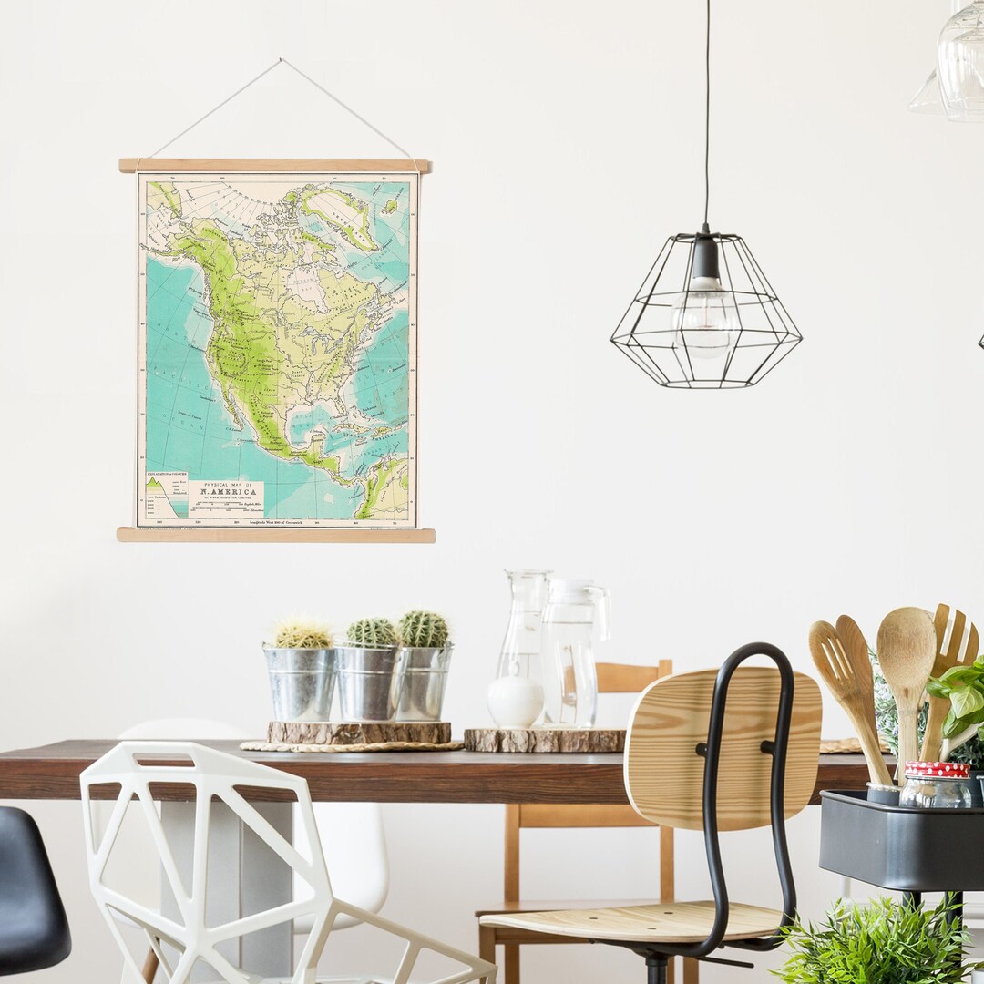 Vintage North America Map Decor Banner by Chromantics - Etsy
