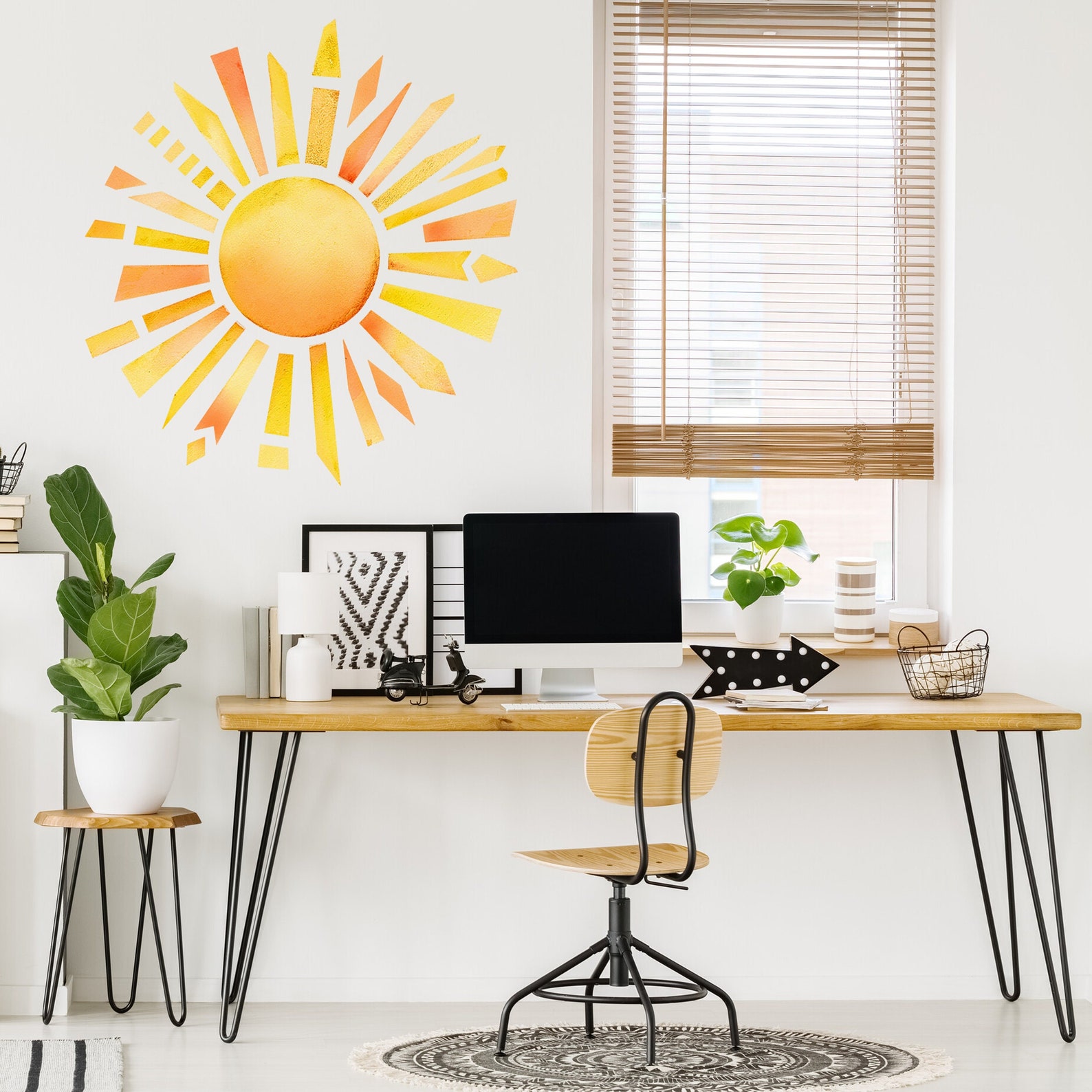 Shining Sun Watercolor Wall Decal Kit Sunset Wall Decal by - Etsy