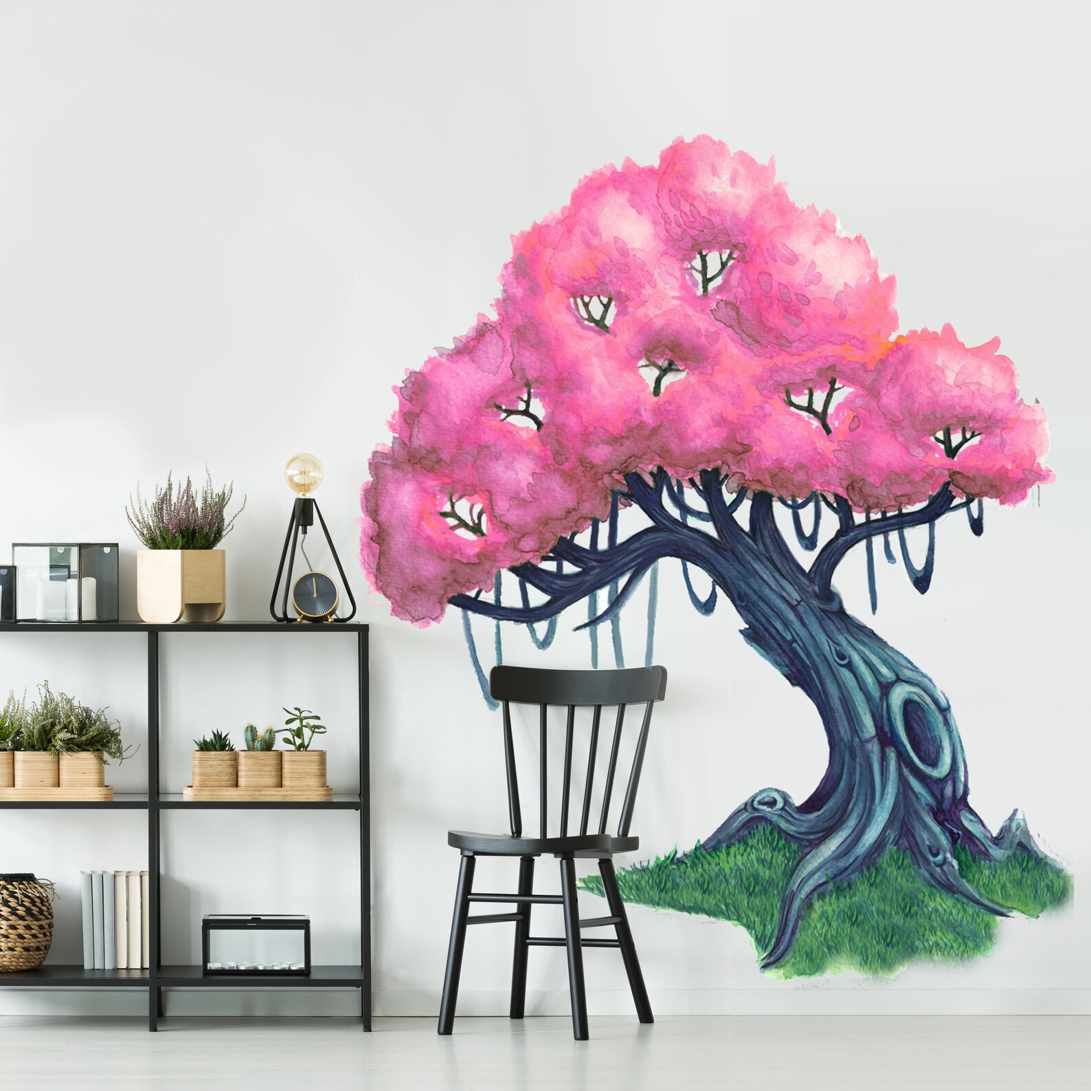 Knotty Oak Tree Watercolor Wall Decal Mural Kit Nature Themed - Etsy
