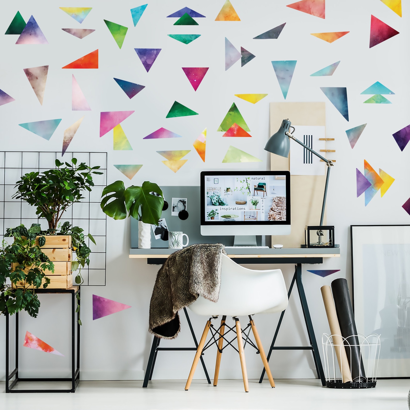 Watercolor Triangle Wall Decal Kit Create Your Own Geometric - Etsy