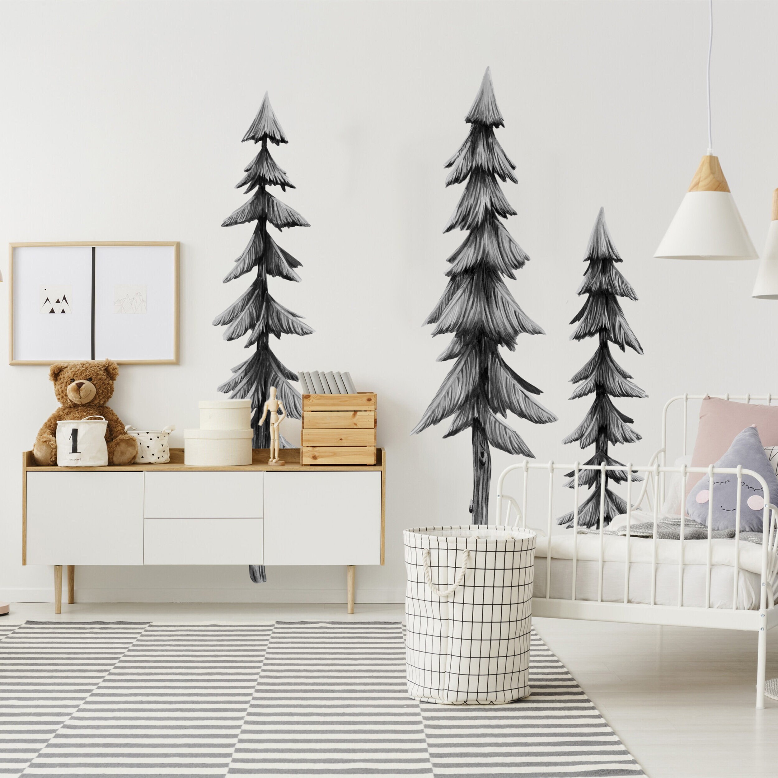 Set of Three Pine Trees Watercolor Wall Decals Forest Themed - Etsy Canada