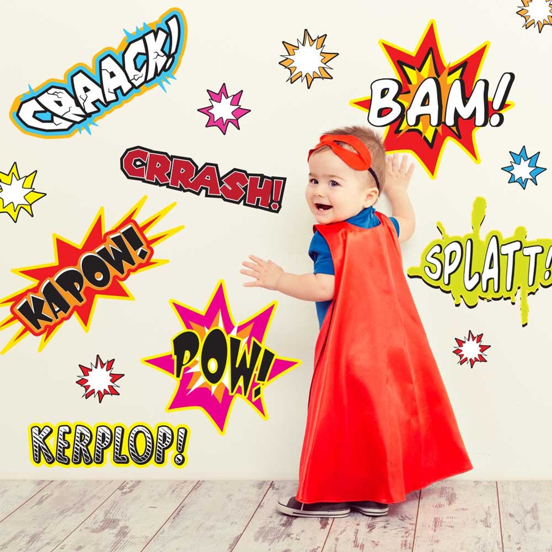 Kapow! Comic Wall Decal Kit - Comic Book Words Wall Decal - Reusable Wall Decal by Chromantics ...
