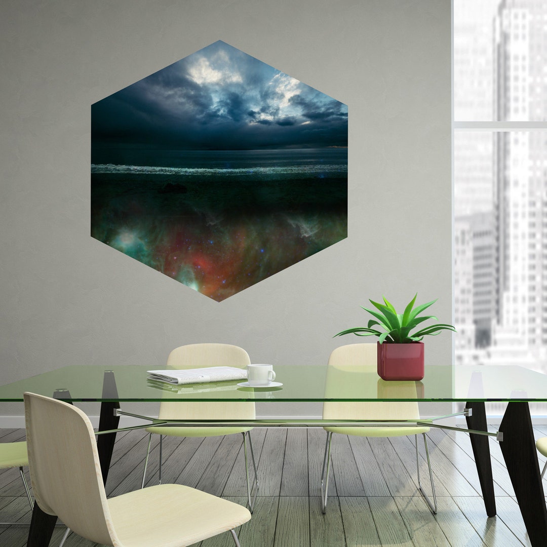 Intergalactic Ocean Scene Wall Mural - Geometric Ocean Wall Decal by ...