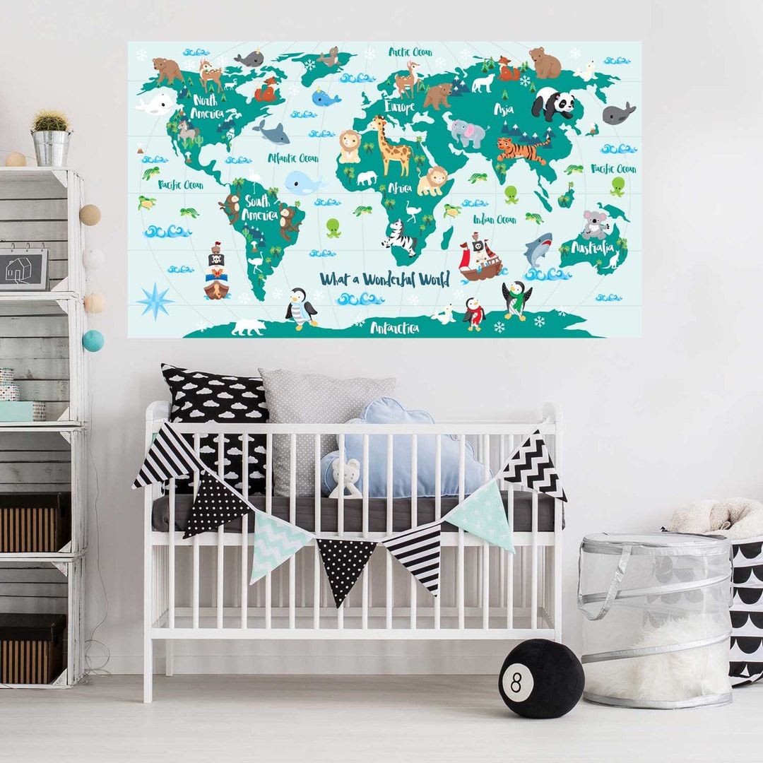 What a Wonderful World Map Decal - Kids World Map Decal by Chromantics ...