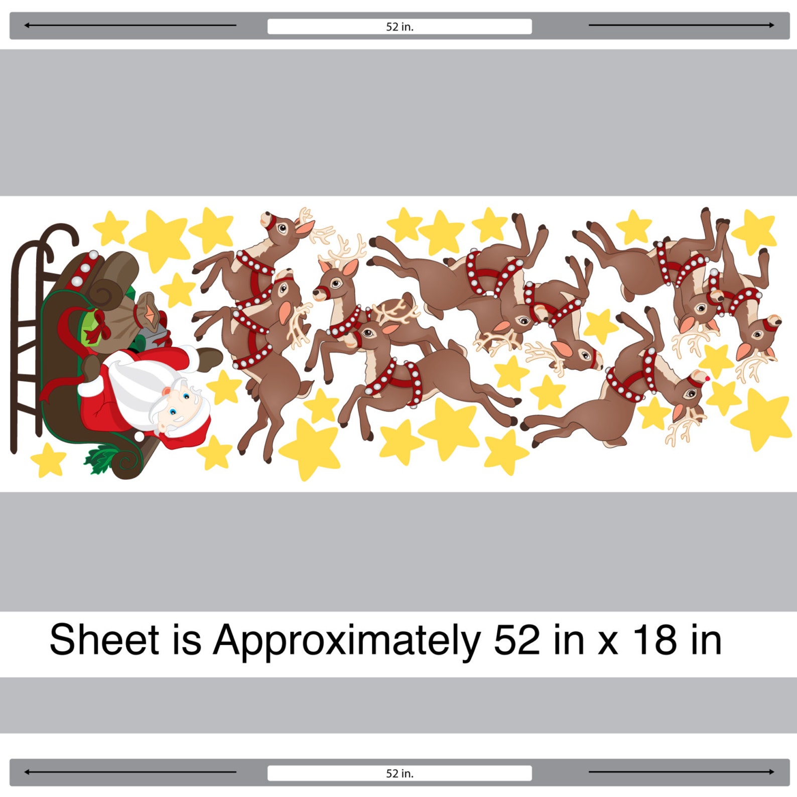 Santa's Sleigh & Reindeer Wall Decal Kit - Christmas Decoration Wall ...