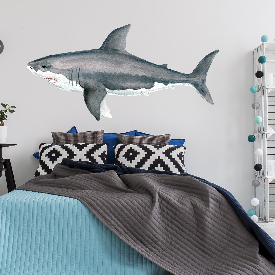 Shark Watercolor Wall Decal Sticker - Large Great White Decal by ...