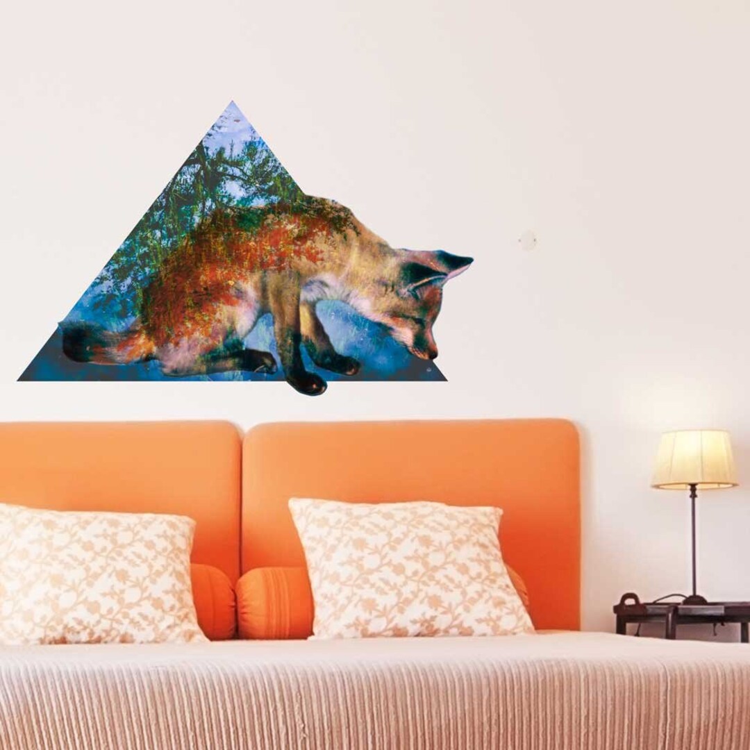 Reflective Fox Wall Decal - Double Exposure Fox Wall Decal by ...