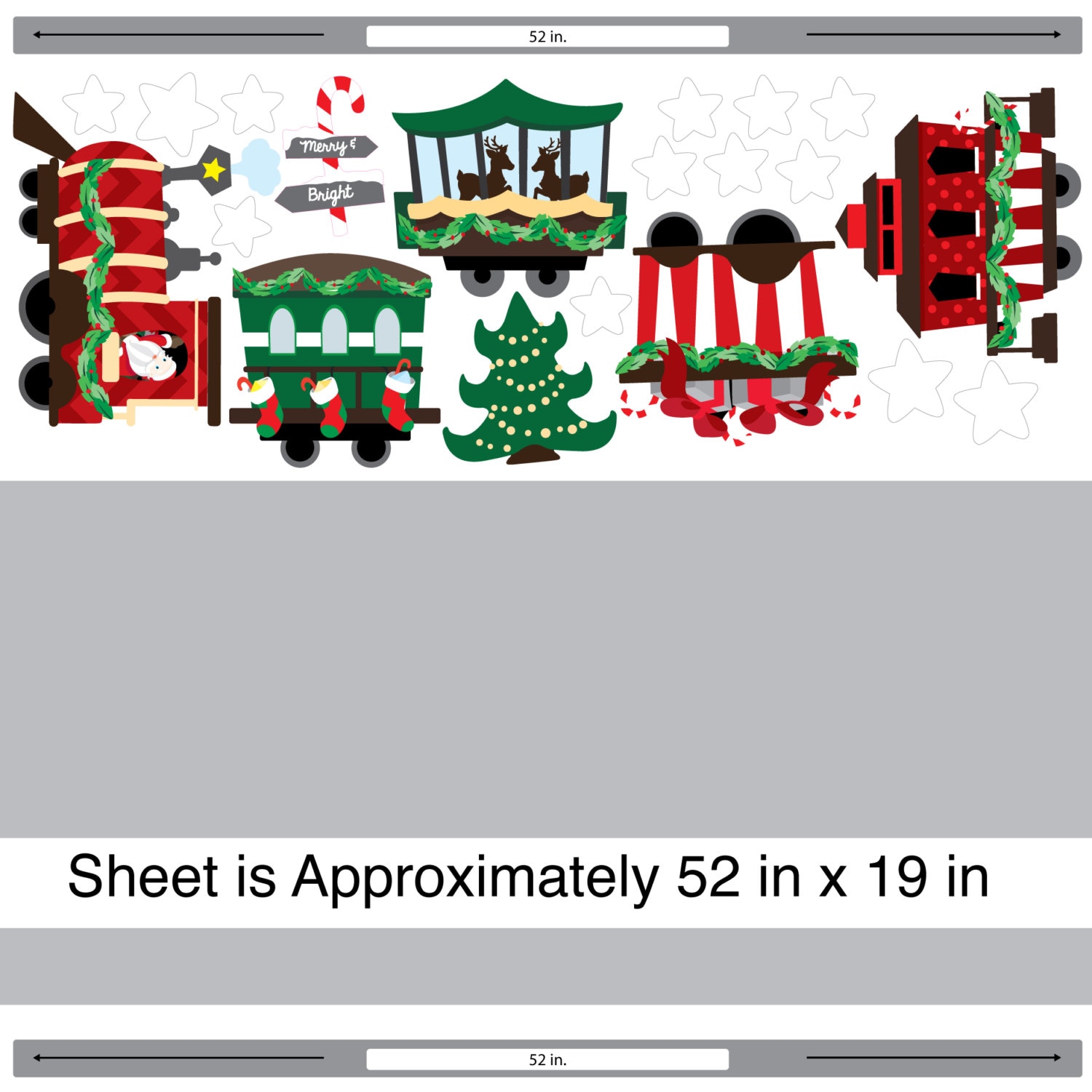 Christmas Train Wall Decal Kit - Holiday Train With Santa and ...