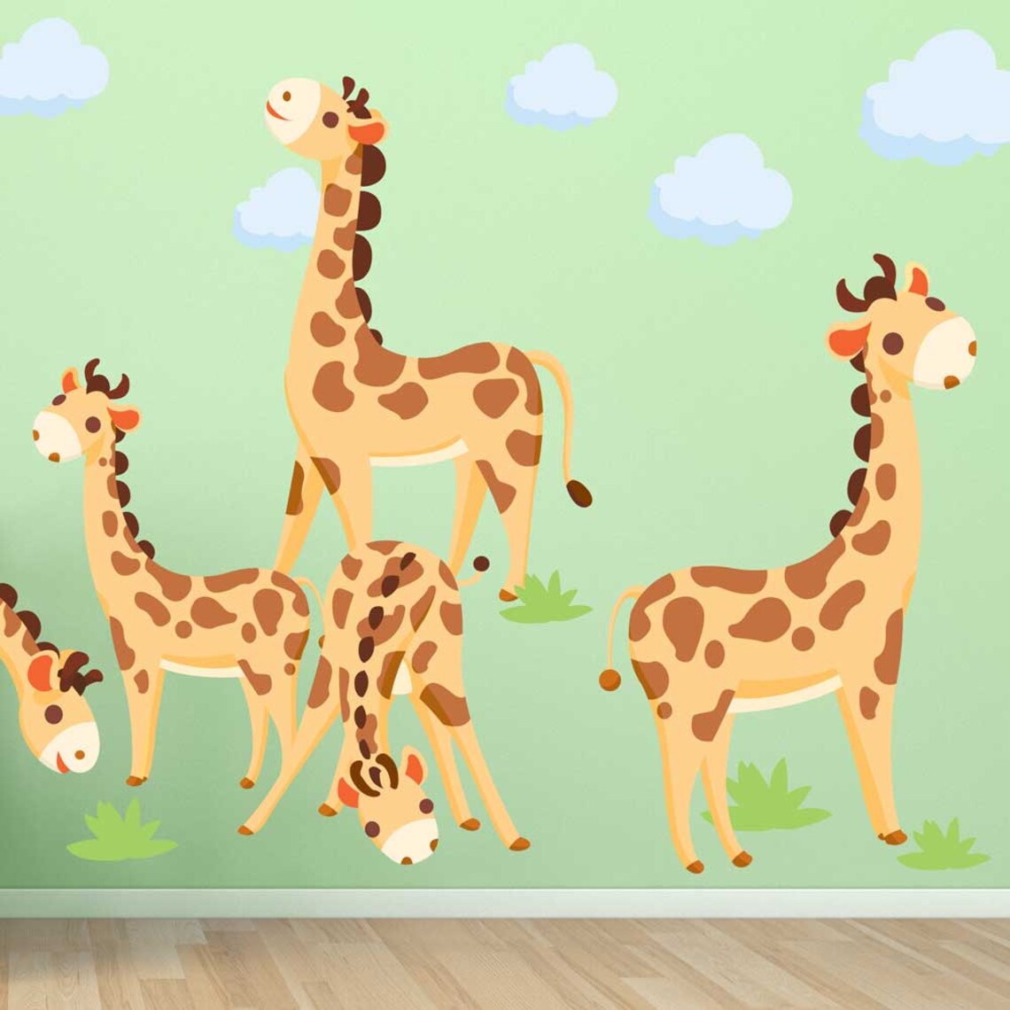 Giraffes Wall Decal Kit Nursery Animals Wall Decal by | Etsy
