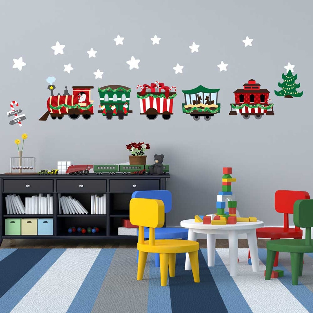 Christmas Train Wall Decal Kit - Holiday Train With Santa and ...