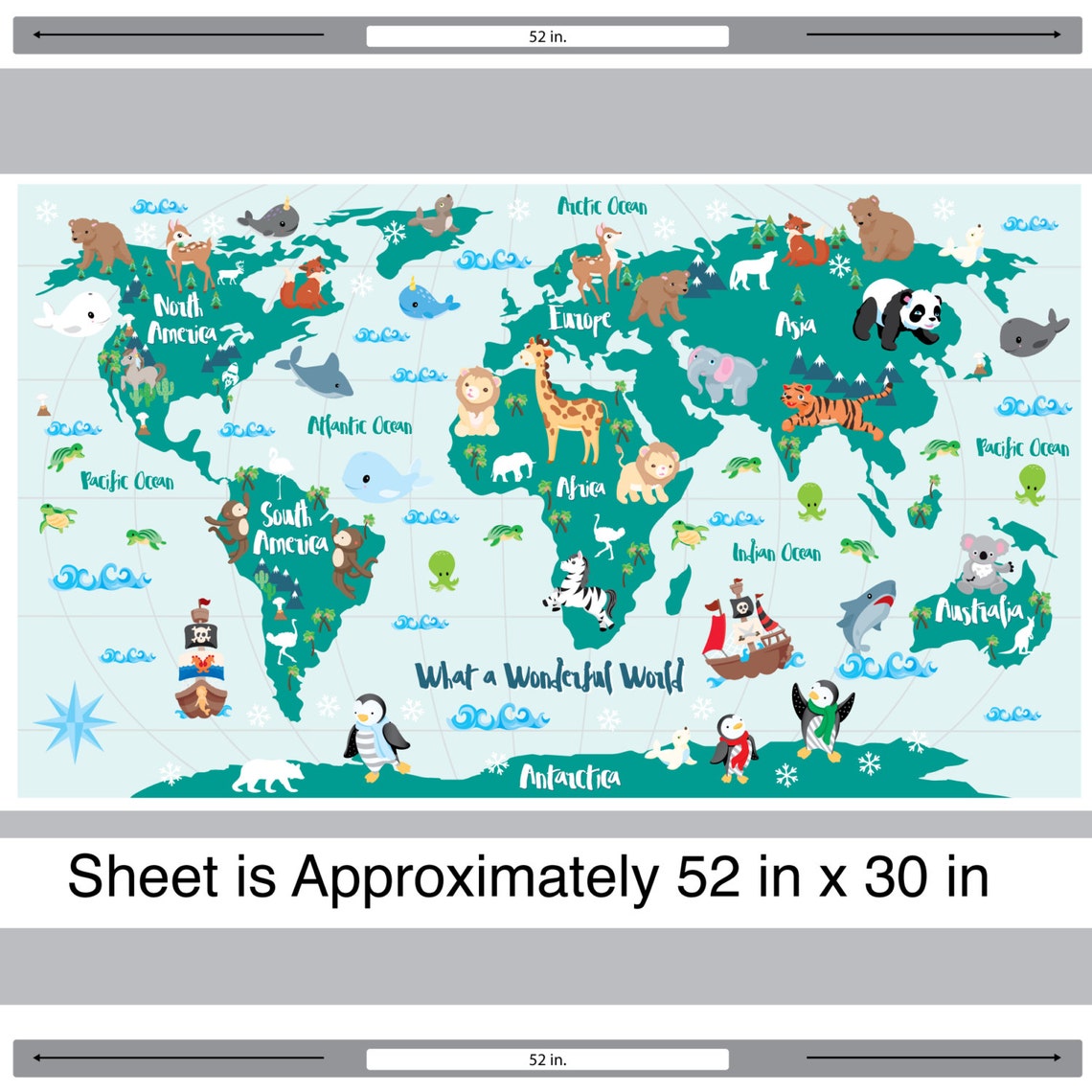 What a Wonderful World Map Decal Kids World Map Decal by - Etsy