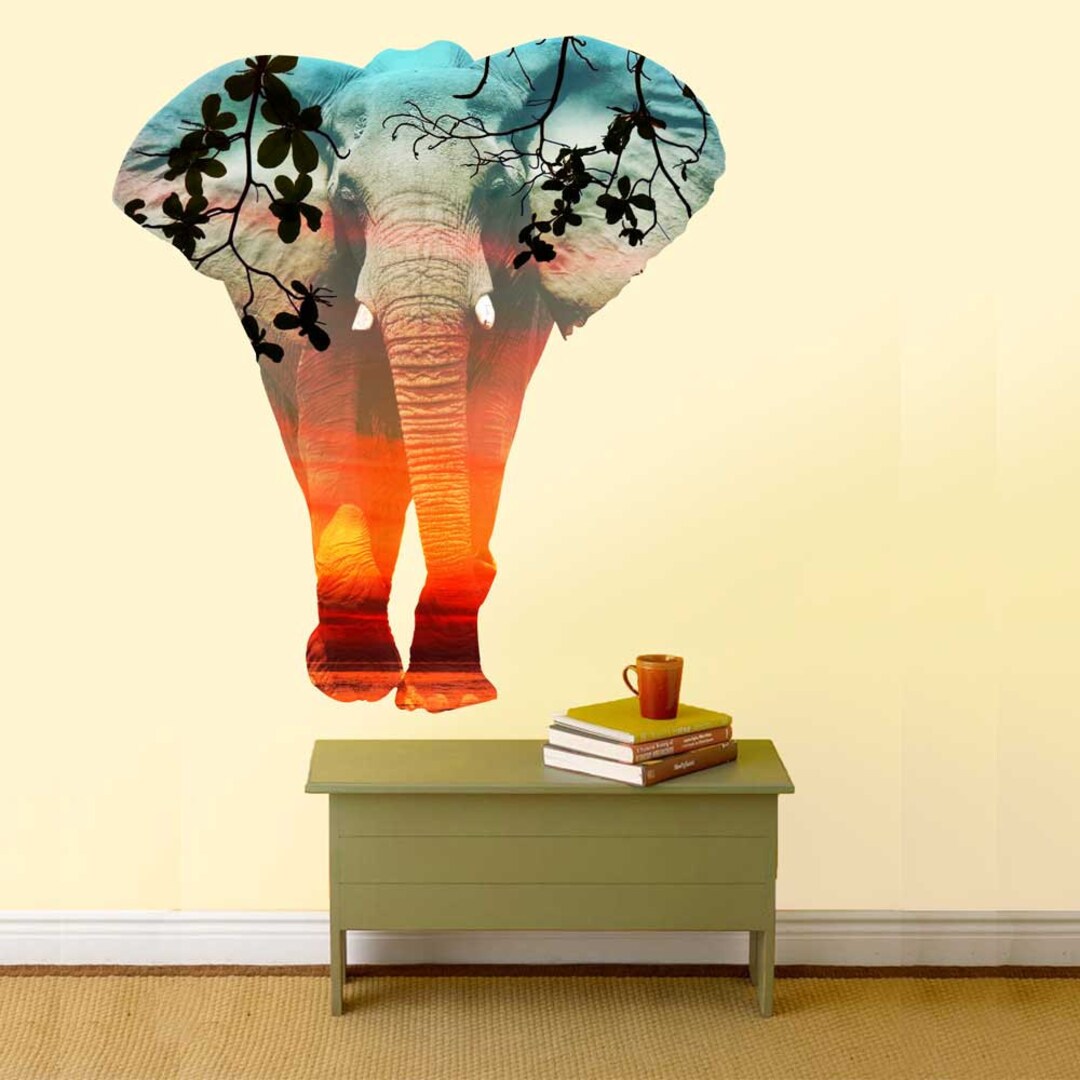 Double Exposure Elephant Wall Decal- Elephant Wall Decal by Chromantics ...