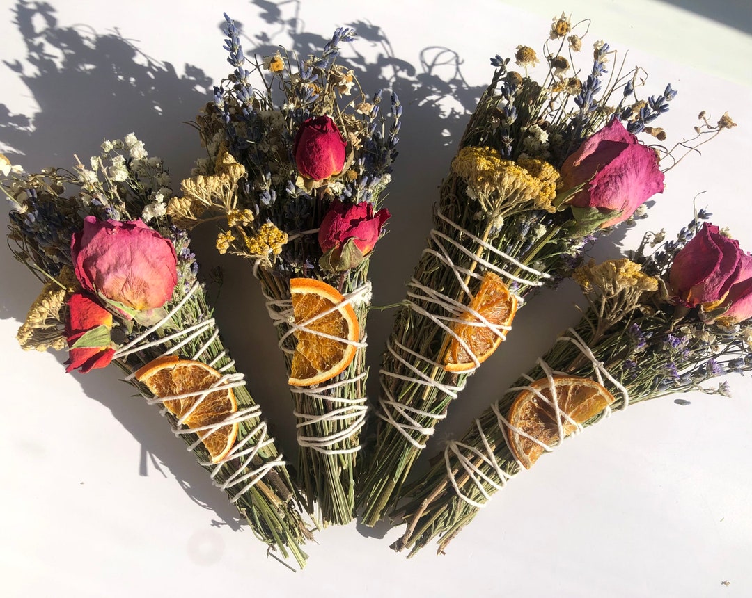 BULK Rosemary Rose Flower Herbal Bundle 10 Smudge Yarrow Lavender ...