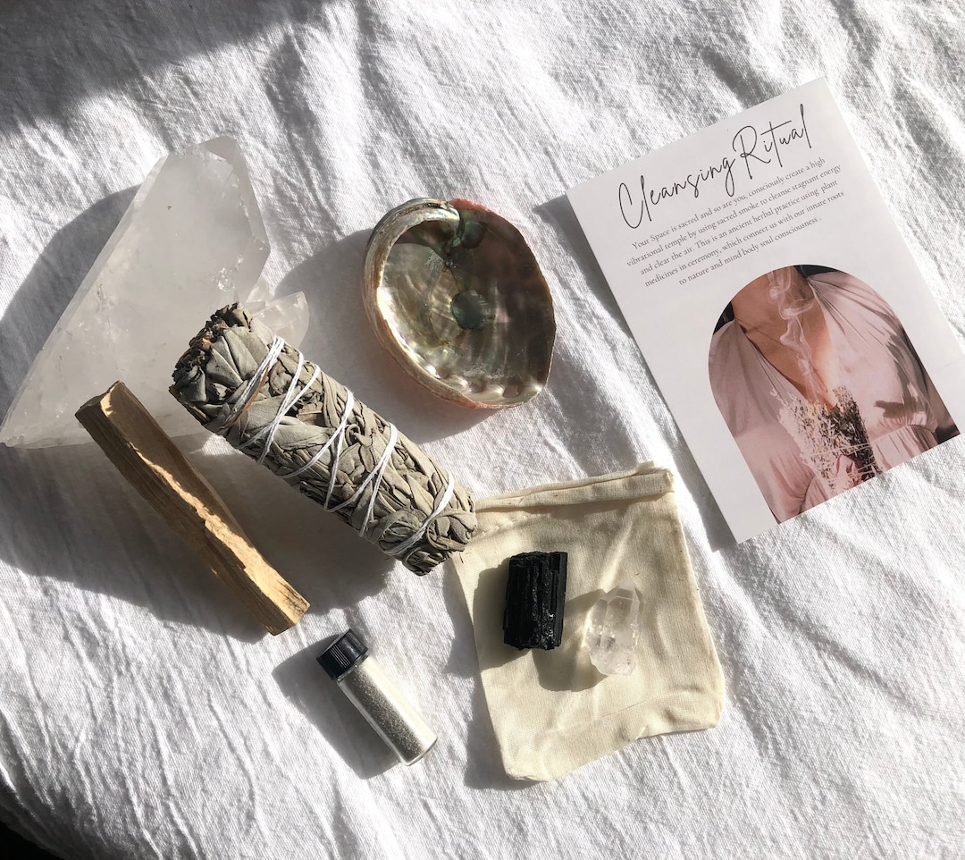 CLEANSE Ritual Kit Sage Bundle Smudging Cleansing Ceremony Quartz ...