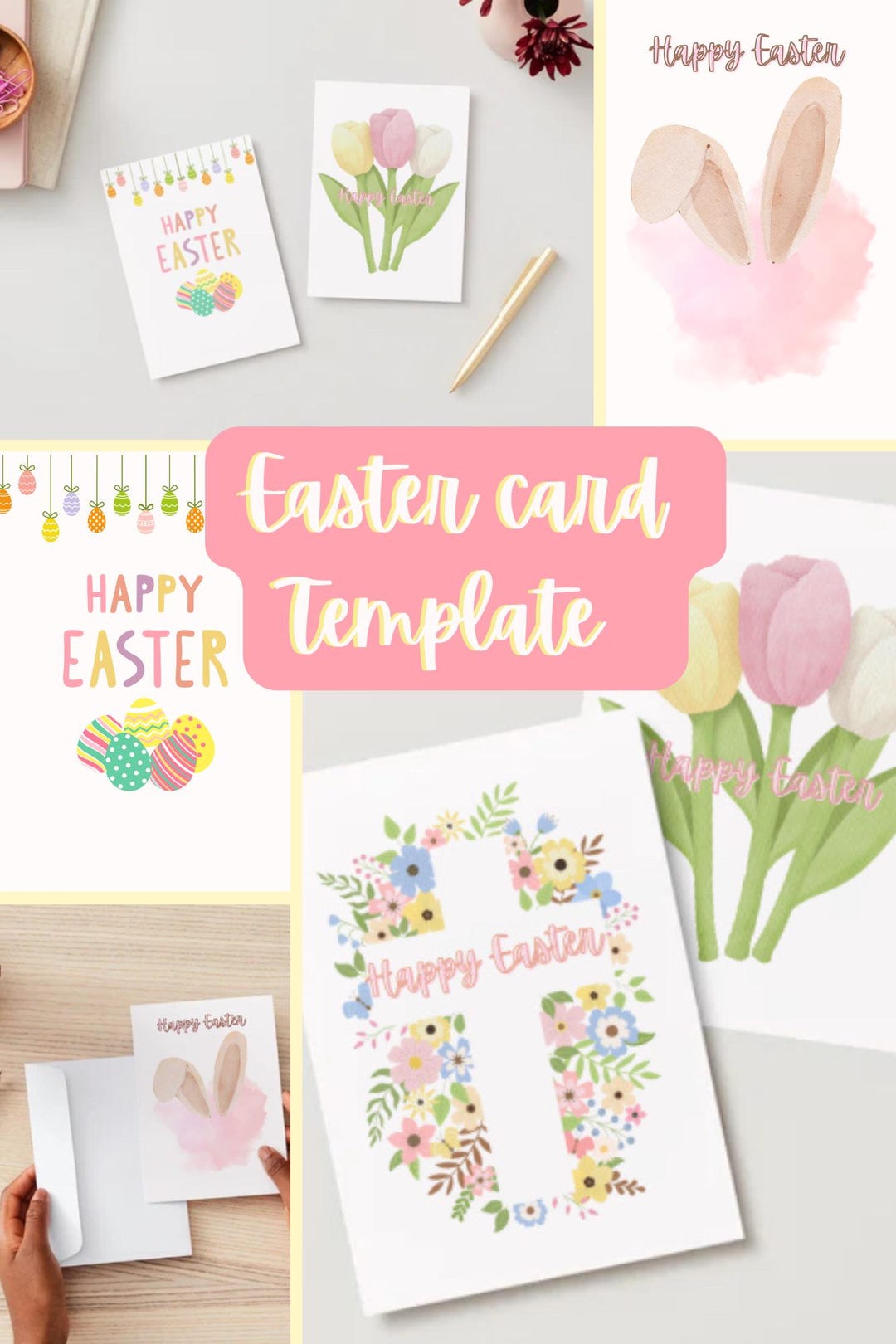 Digital Print Easter Card Template Pack - Etsy