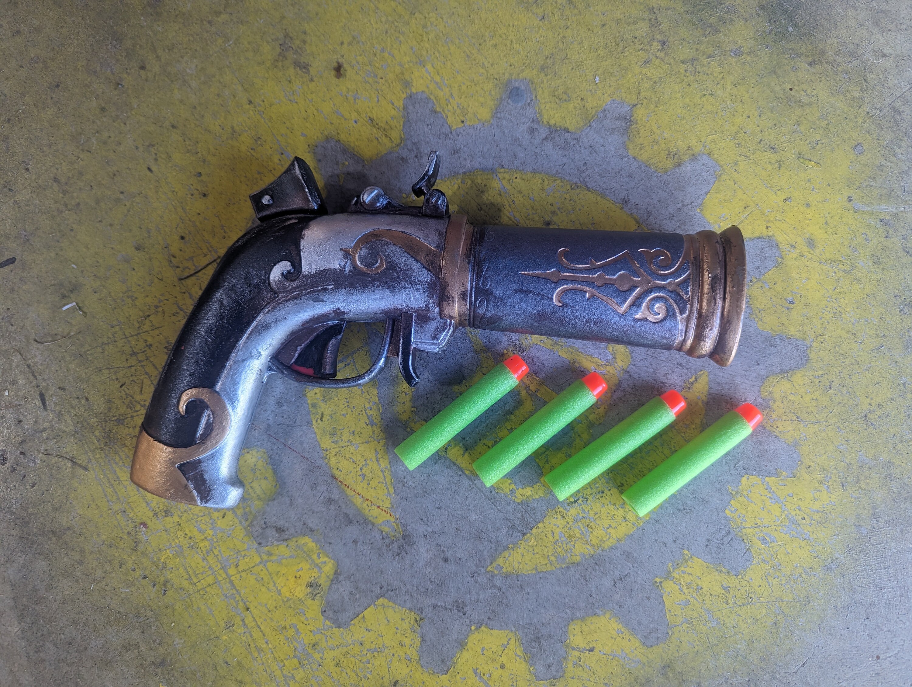 Nerf Flint-knock Custom Steampunk Pirate Black W/ Silver & Brass ...