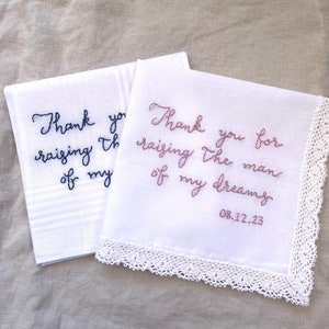 Hand Embroidered Handkerchief, Gift for Wedding Day, Mother or Father ...
