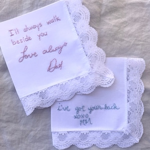 Custom Handwritten Embroidered Wedding Handkerchief for the Bride ...