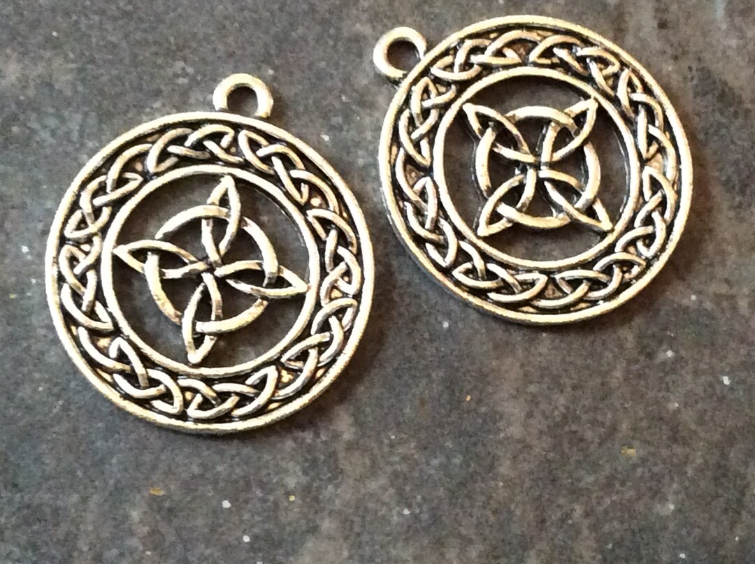 Irish Celtic Knot or Trinity Knot Pendant Charms Package of 2 Round ...