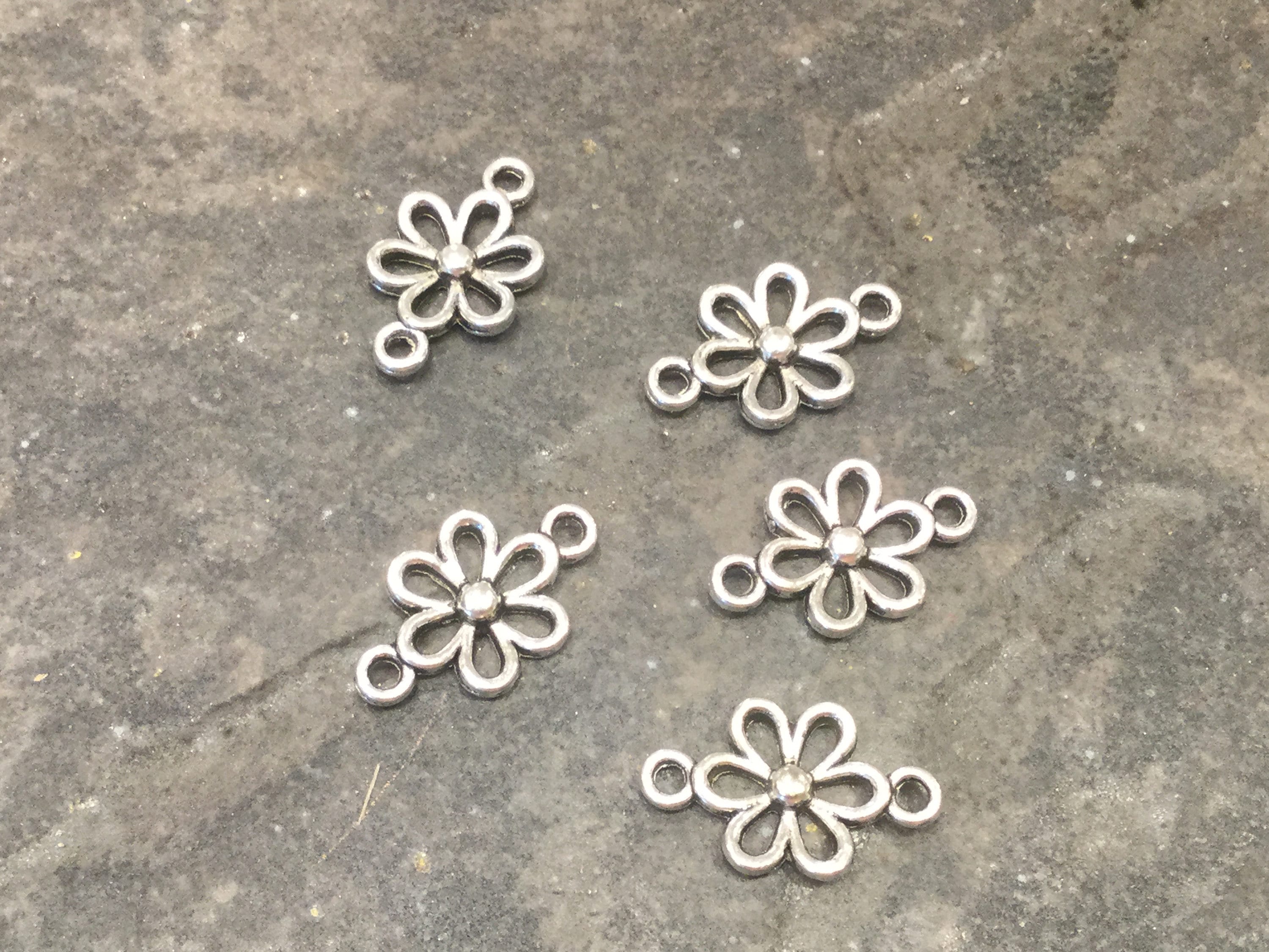 Antique Silver Daisy Flower Connectors Package of 5 Connectors - Etsy