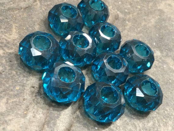 SPECIAL BUY Emerald Green Large Hole Rondelle Beads for European Bracelets Package of 10 Faceted Glass Beads Etsy UK