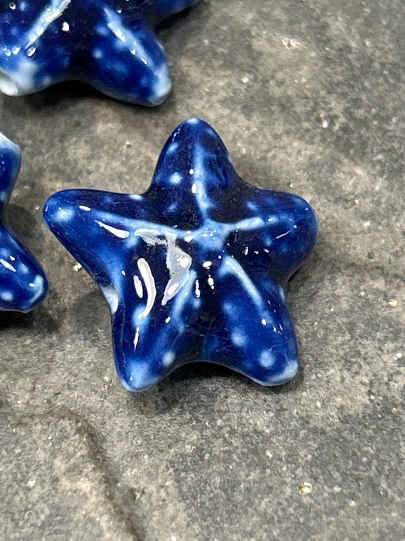 Porcelain Starfish Beads in Nautical Blue Package of 5 Focal Beads - Etsy