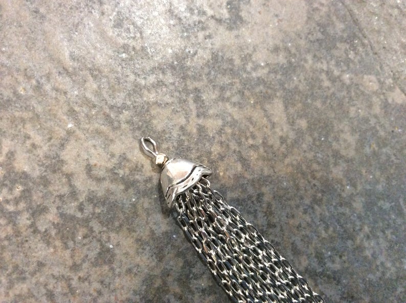 Long Silver Tassel Pendants Silver Finish Metal Chain Tassel - Etsy