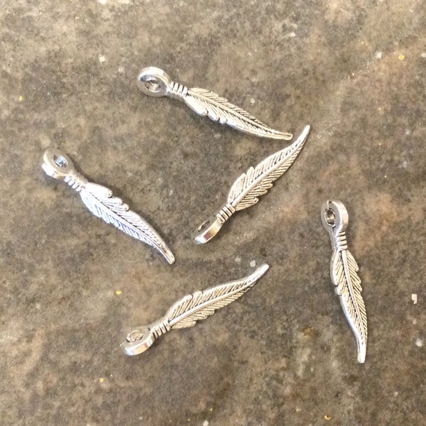 Silver Feather Charm - Etsy