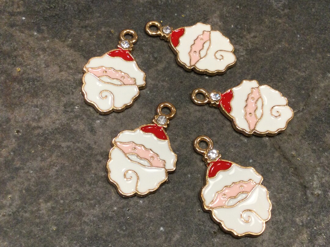 Enamel Santa Claus Charms With Rhinestone Detail Set of 5 High Quality ...