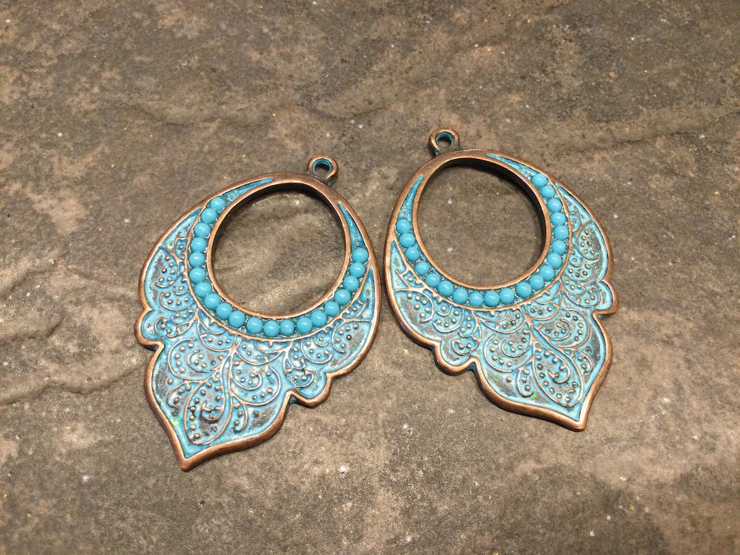 Antique Copper Patina Filigree Chandelier Earring Findings With ...
