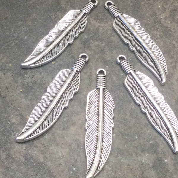 Silver Feather Charm - Etsy