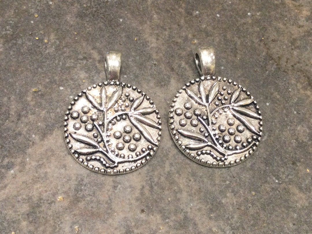 CLEARANCE Artisan Style Round Flower Charms Package of 2 Antique Silver ...