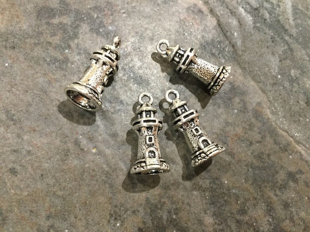 CLEARANCE Lighthouse Charms in Antique Silver Finish Three Dimensional ...