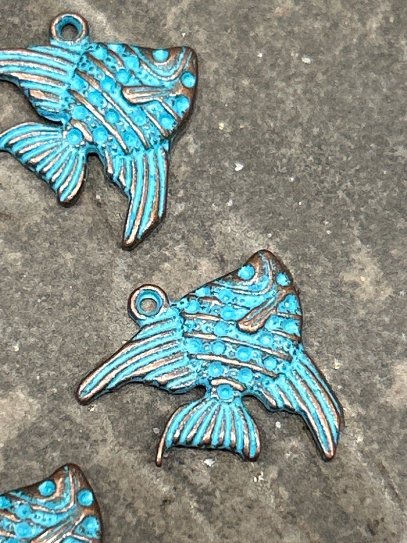 Copper Patina Fish Charms Package of 5 Beach Theme Charms - Etsy
